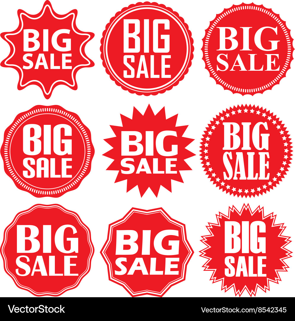 Big sale label set sticker Royalty Free Vector Image