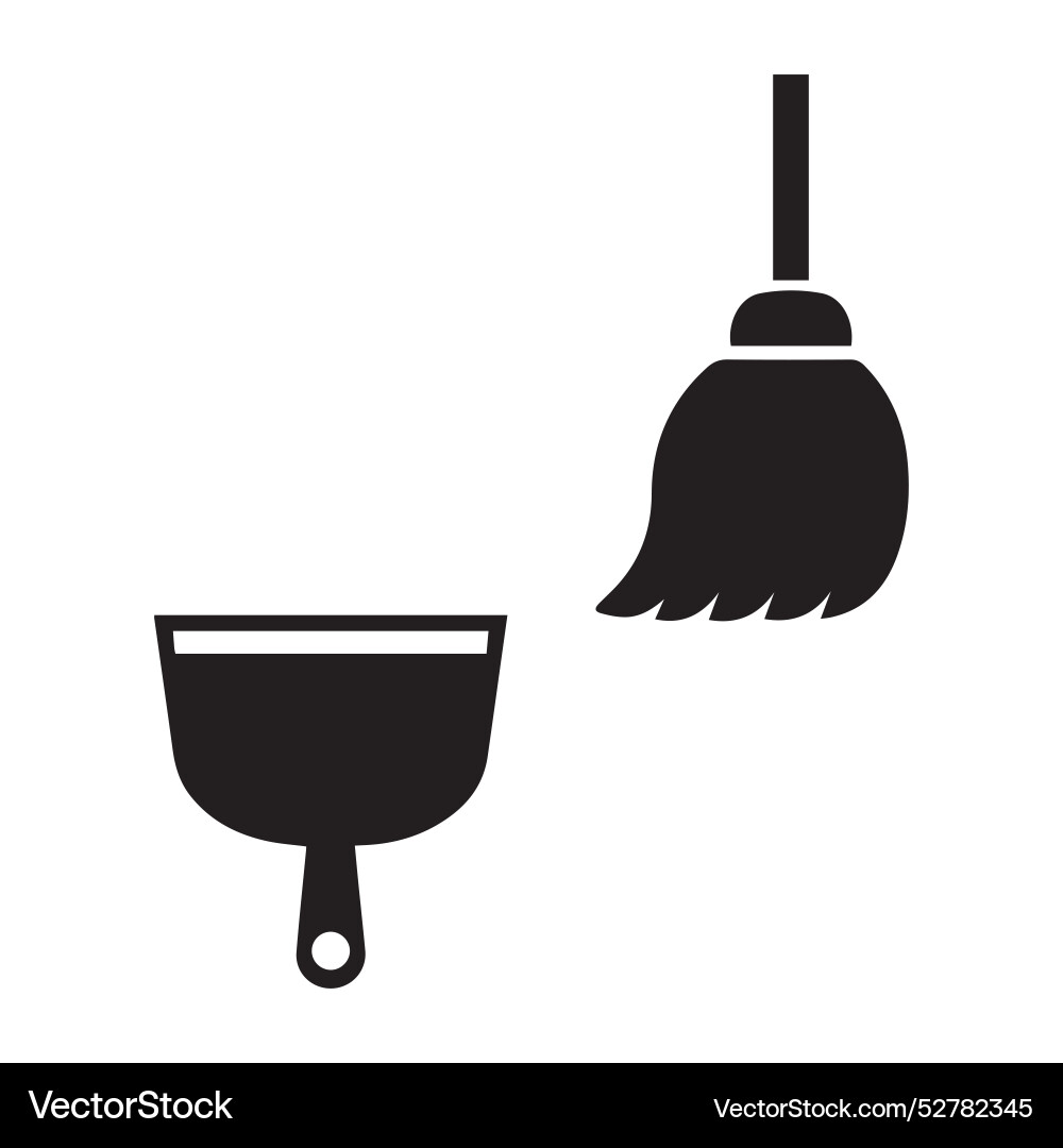 Broom and dustpan icon symbol Royalty Free Vector Image
