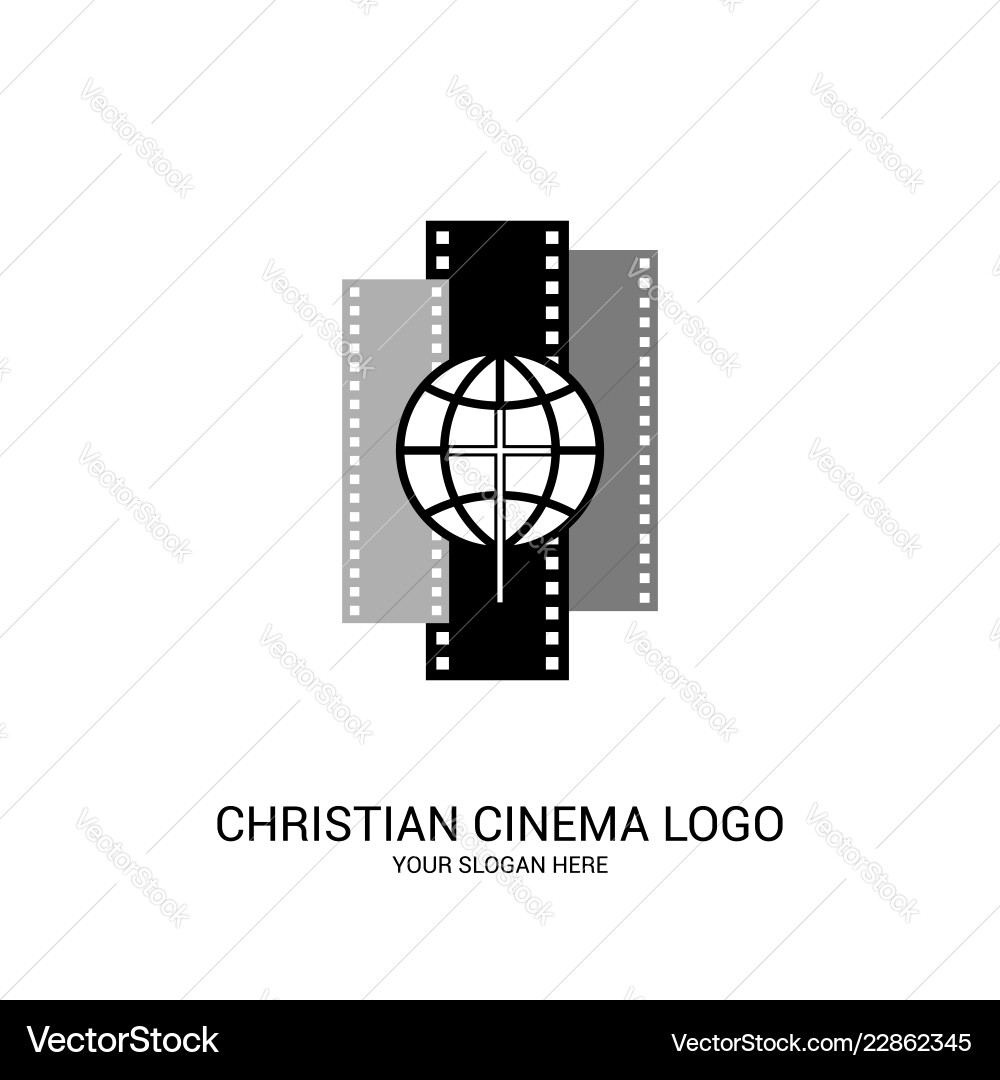 Christian cinema logo Royalty Free Vector Image