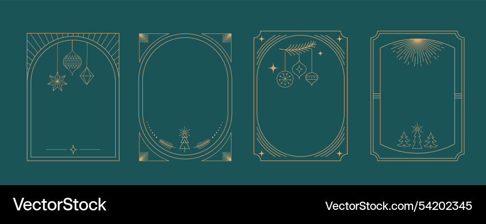 Christmas art deco frames merry christmas Vector Image
