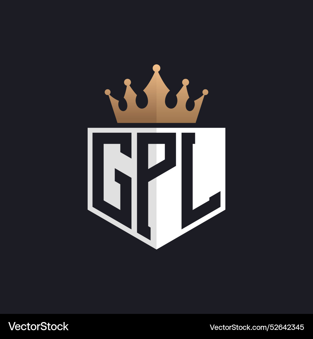 Luxus-Gpl-Logo mit Krone elegante Initialen Vektorbild