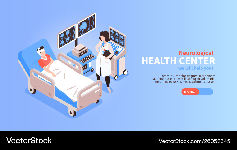 Neurology isometric banner Royalty Free Vector Image