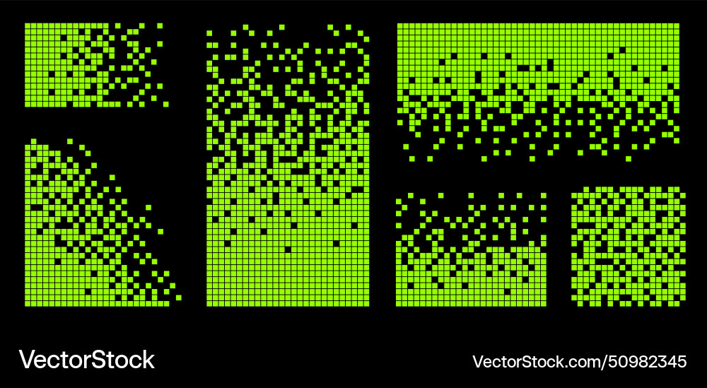 Pixel disintegration background set decay effect Vector Image