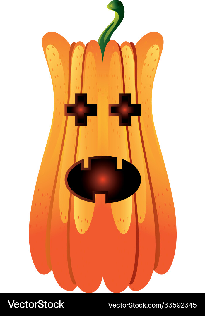 Pumpkin with surprised face for halloween on white