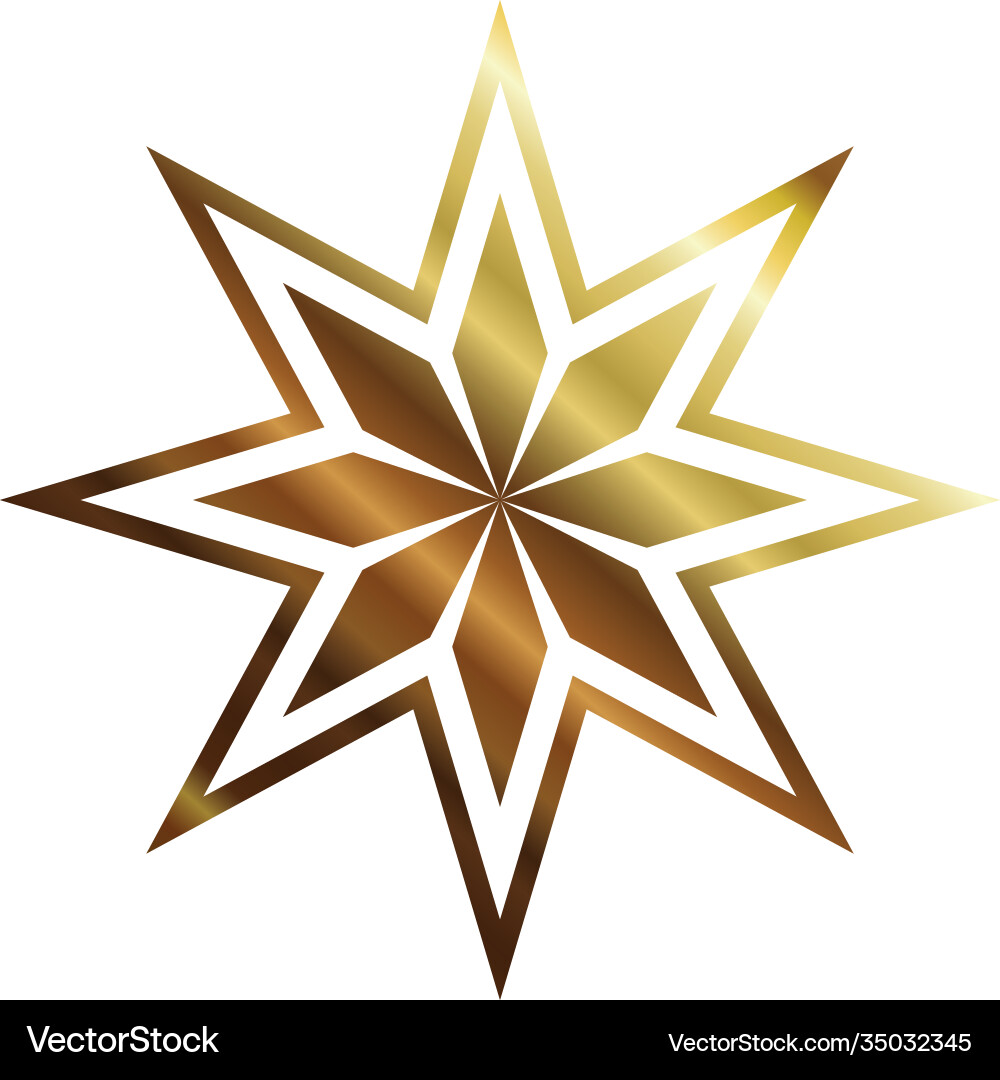 Star with flower shaped gold style icon Royalty Free Vector