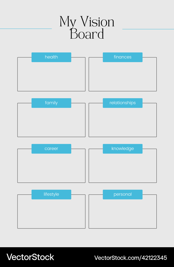 Vision board template for journal planning Vector Image