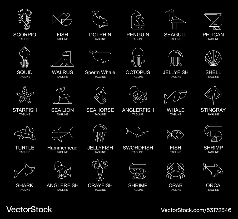 Animals logos collection Royalty Free Vector Image