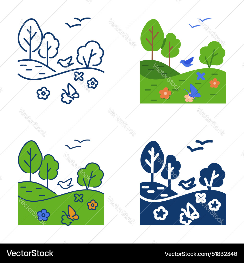 Biodiversity nature conservation icon set Vector Image