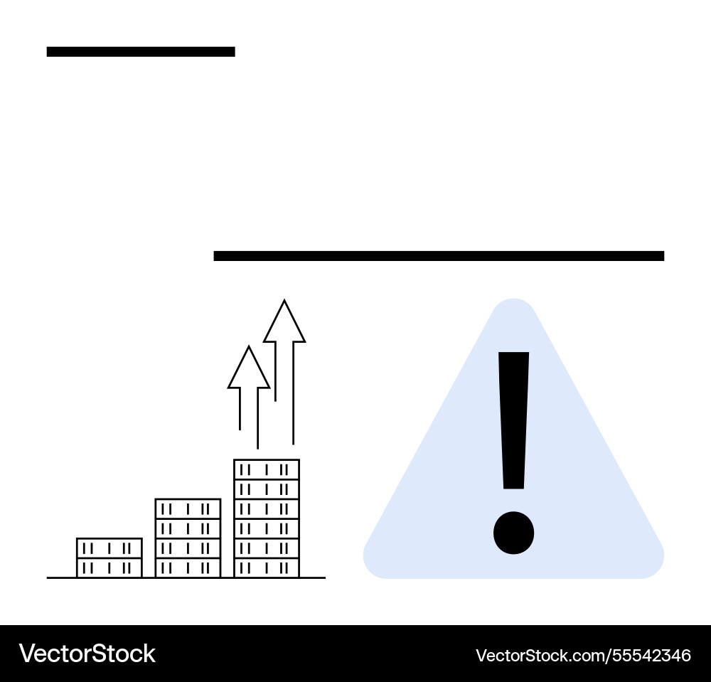 Business growth progress with risk alert triangle Vector Image
