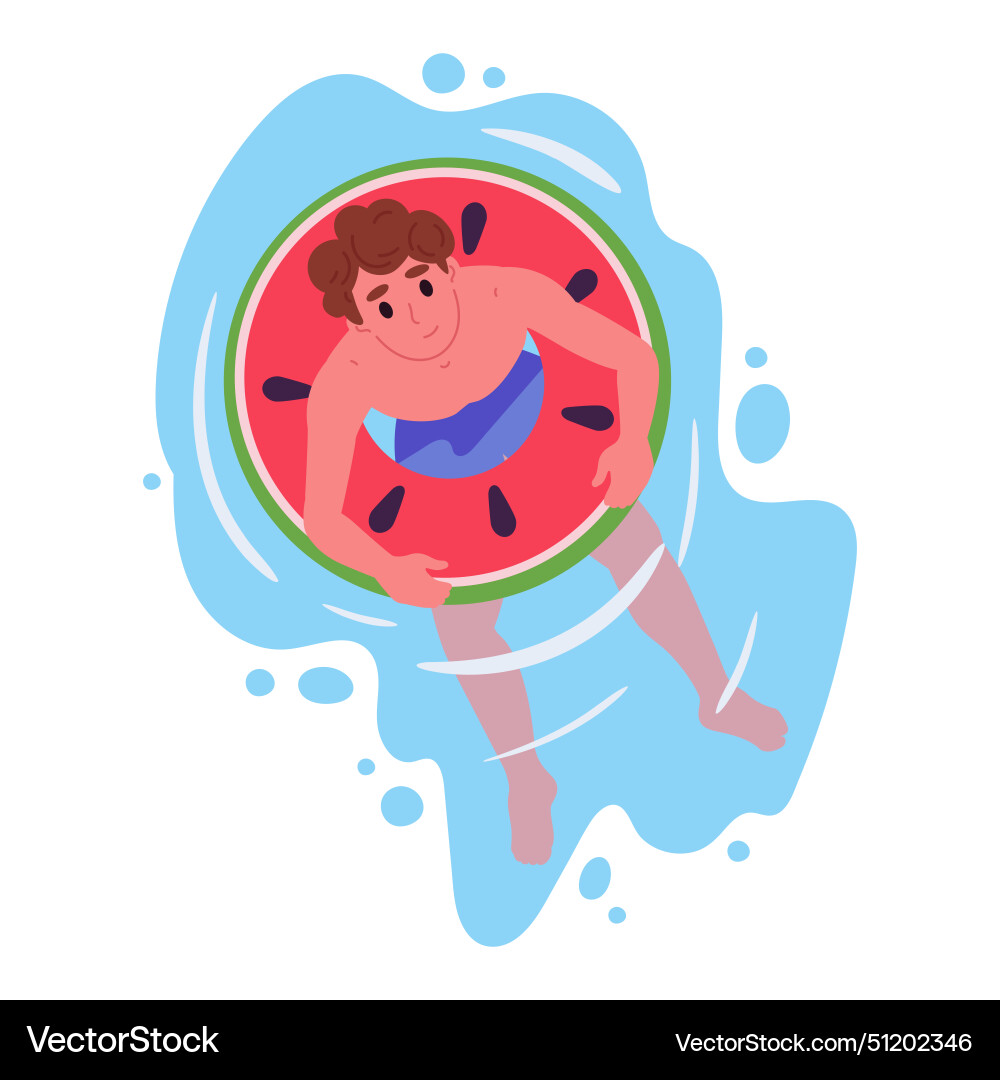 Man floating on rubber ring guy swimming Vector Image