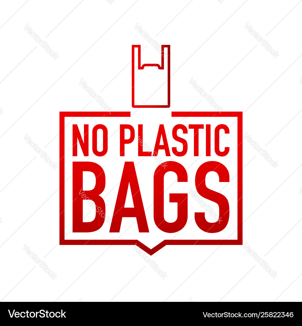 No plastic bags forbidden sign on black Royalty Free Vector