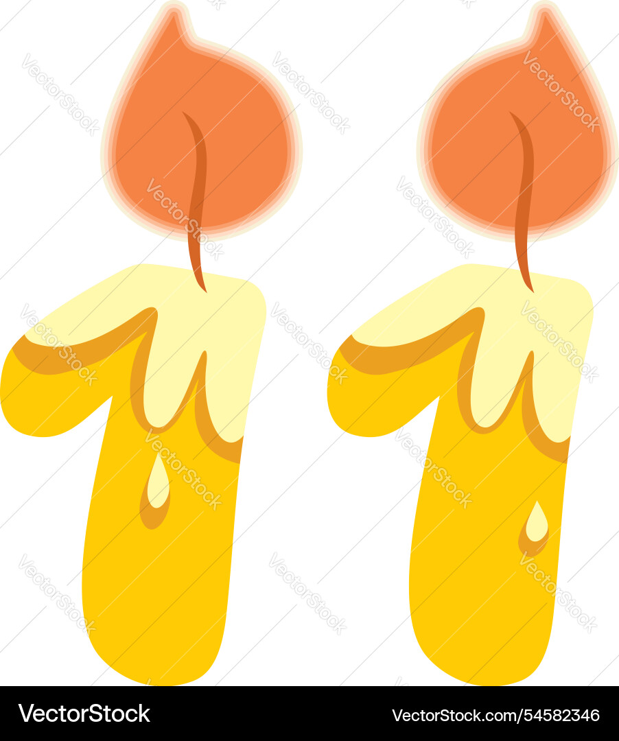 Number eleven shaped candle cartoon design Vector Image