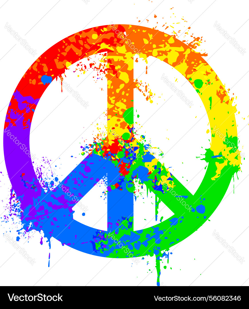 Peace symbol colorful ink paint splatter Vector Image