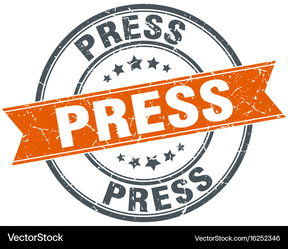 Press round grunge ribbon stamp Royalty Free Vector Image