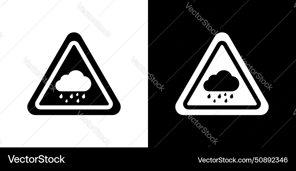 Rain warning sign icon set heavy and driving Vector Image