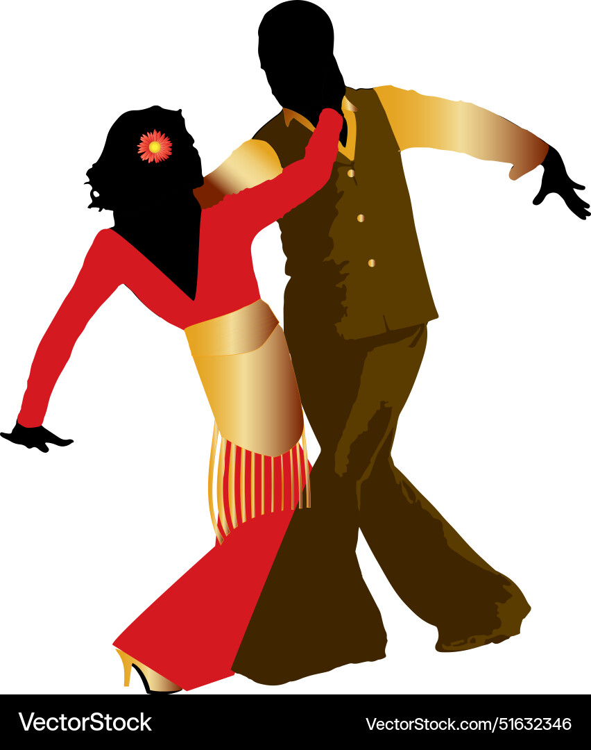 Silhouetted couple salsa dancing in bright Vector Image