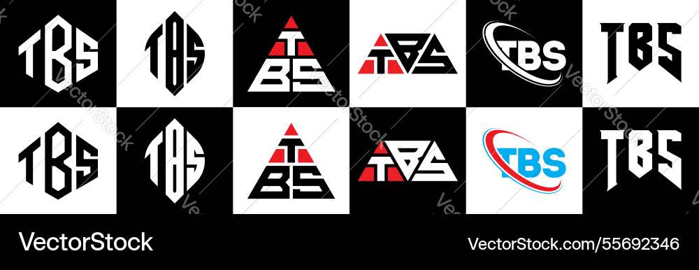 Tbs Buchstaben Logo Design in sechs Stil Polygon Vektorbild