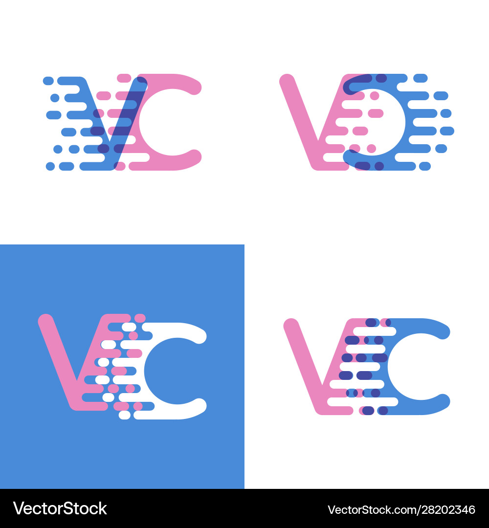 Vc Buchstaben-Logo mit Akzent Geschwindigkeit weich rosa