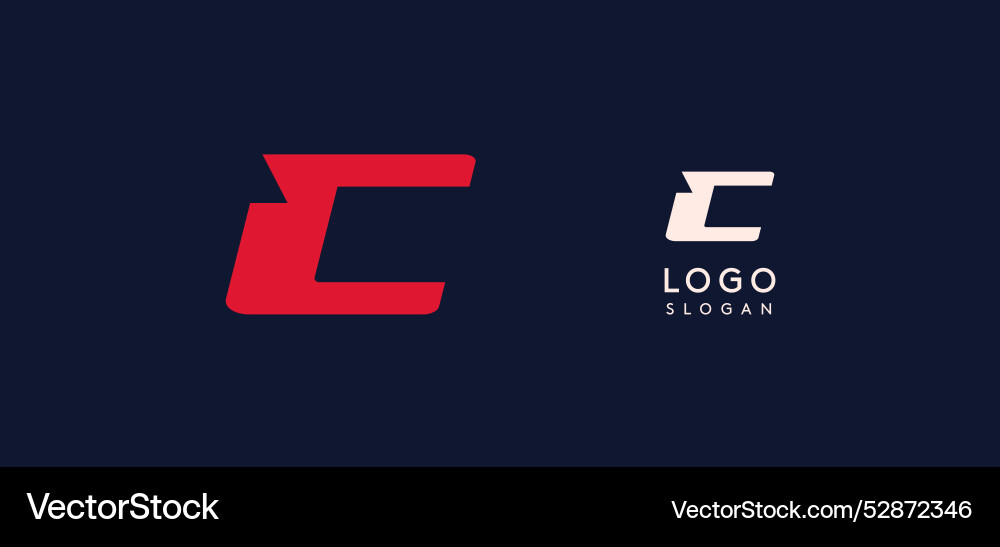 Wide bold red letter c modern dynamic logo for Vector Image