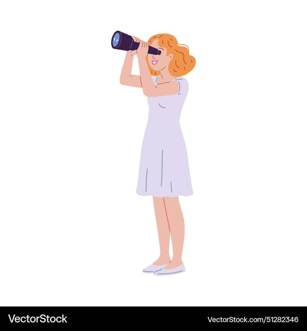 Young woman looking on to something through Vector Image