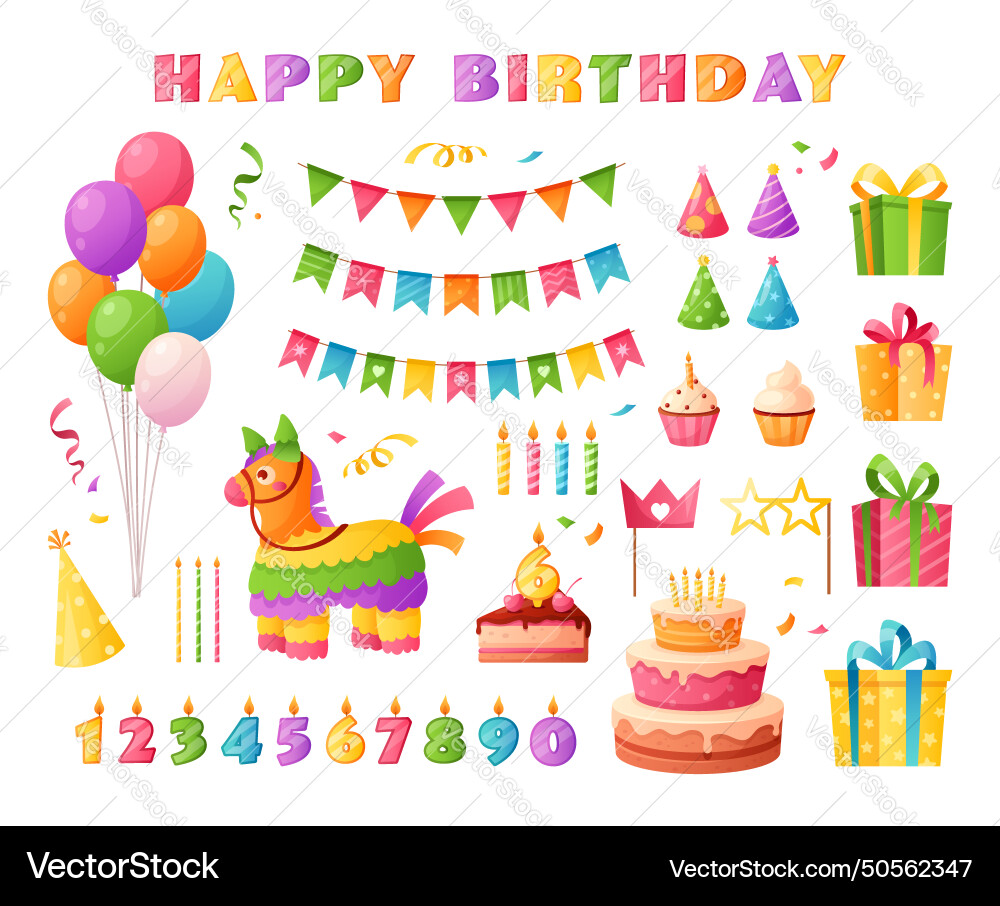 Birthday party elements Royalty Free Vector Image