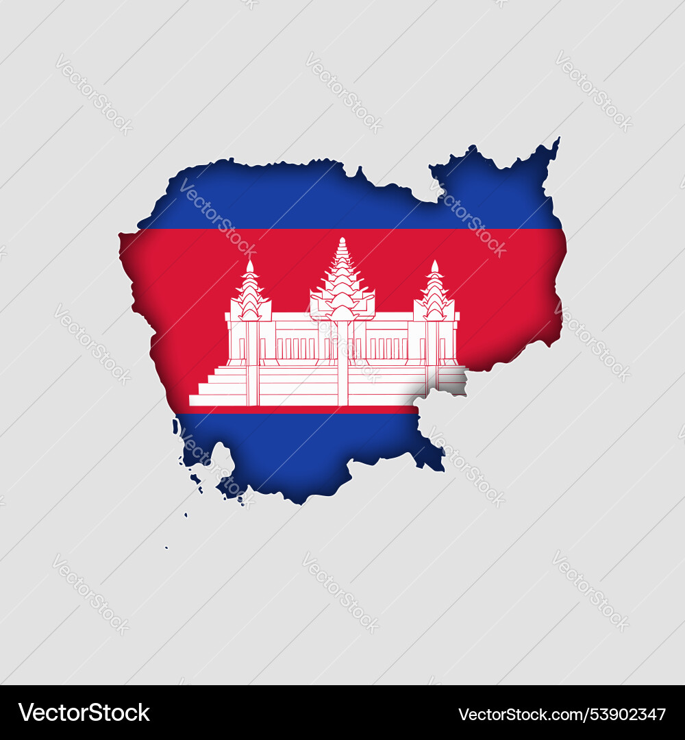 Cambodia map with flag in body Royalty Free Vector Image
