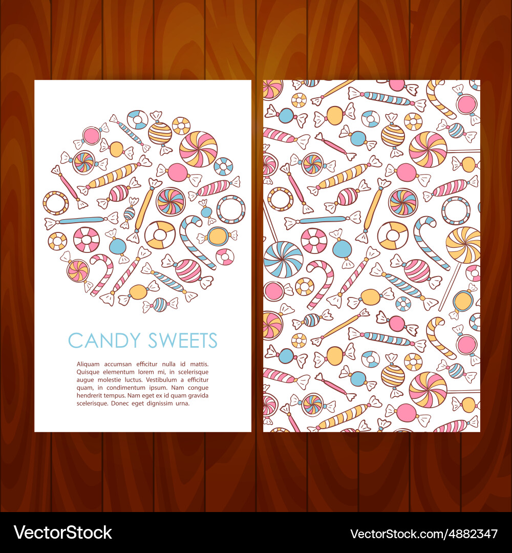 Hand Drawn Candy Sweet Business Set Royalty Free Vector