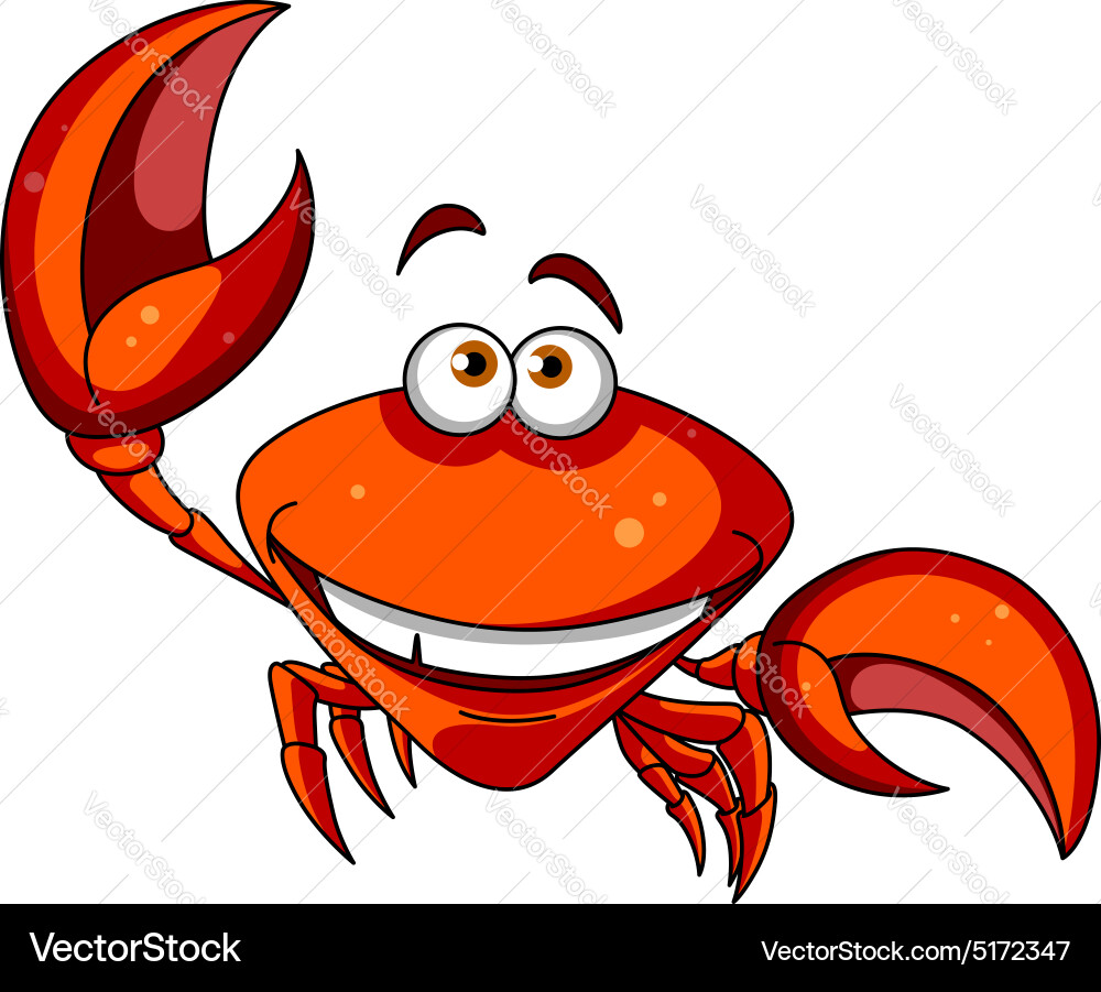Happy smiling red cartoon crab Royalty Free Vector Image