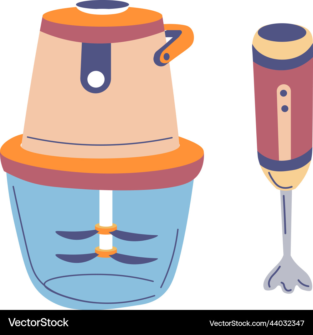Mixer and blender kitchenware utensils Royalty Free Vector