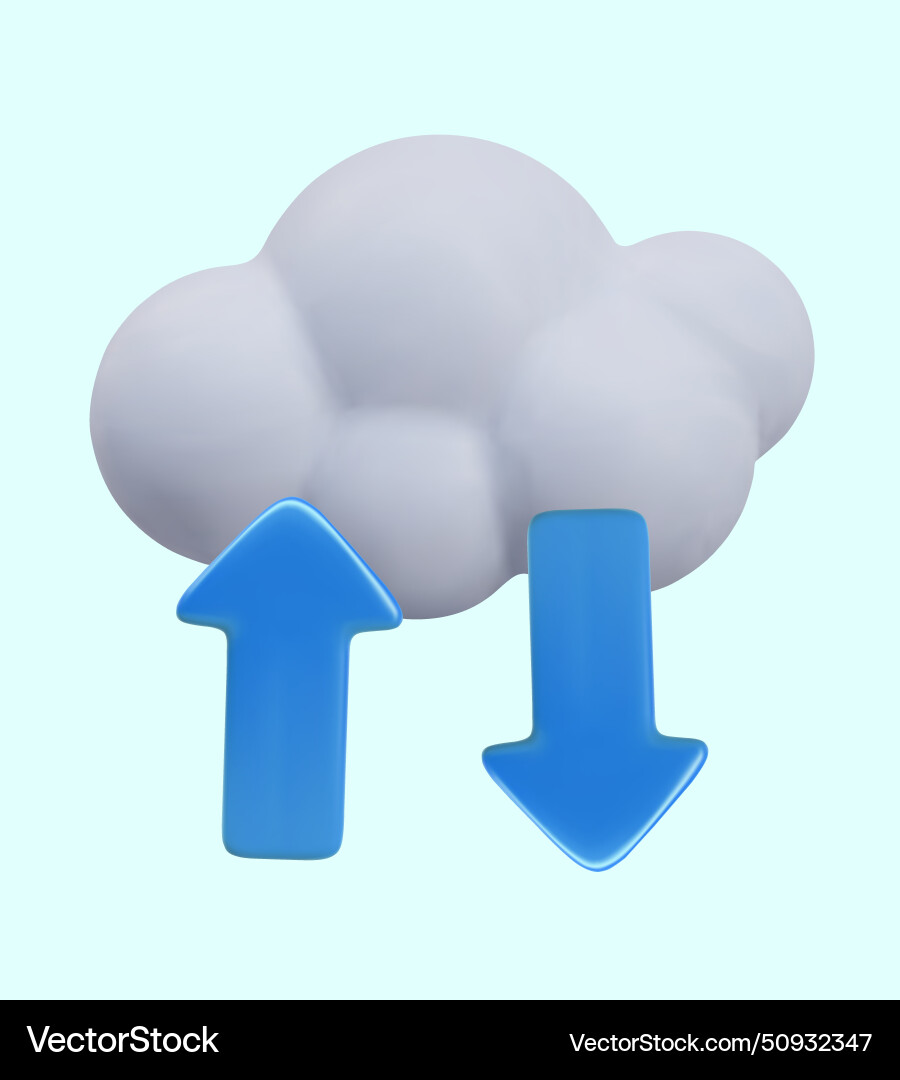 Realistic cloud with blue up and down arrows Vector Image
