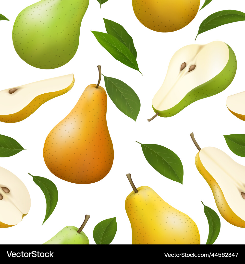 Realistic pears pattern Royalty Free Vector Image