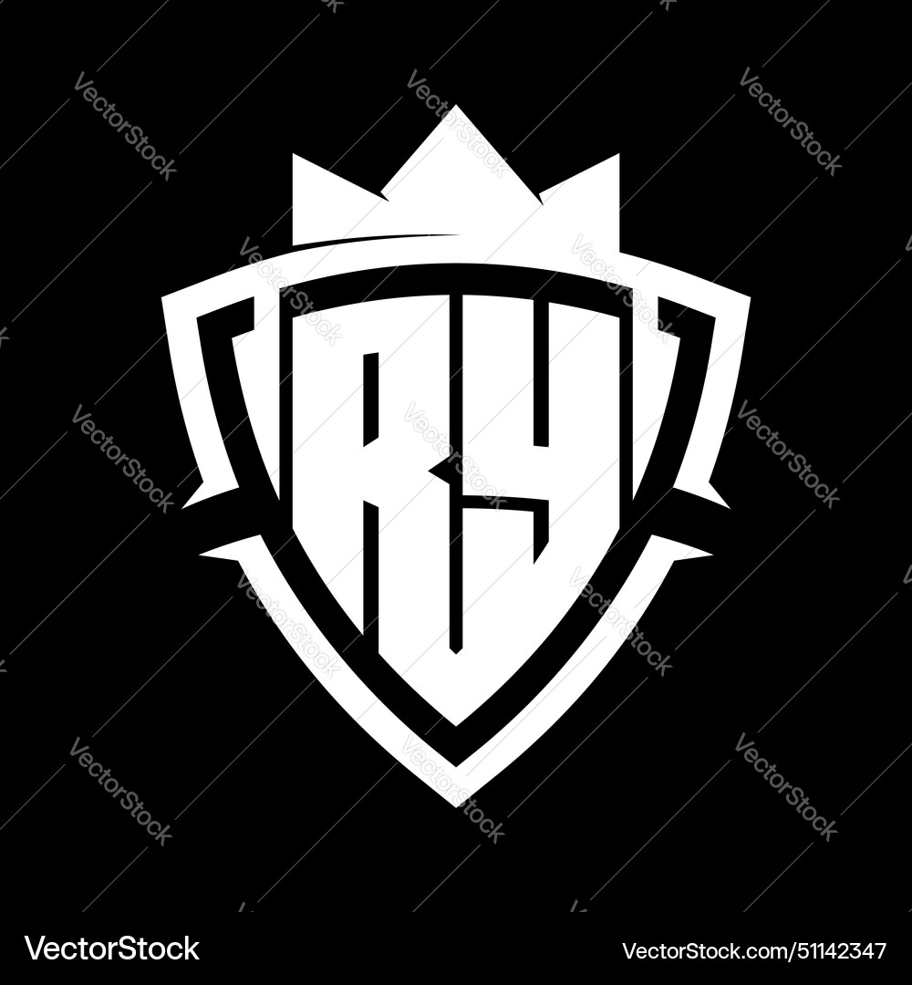 Ry letter monogram with triangle curve shield Vector Image