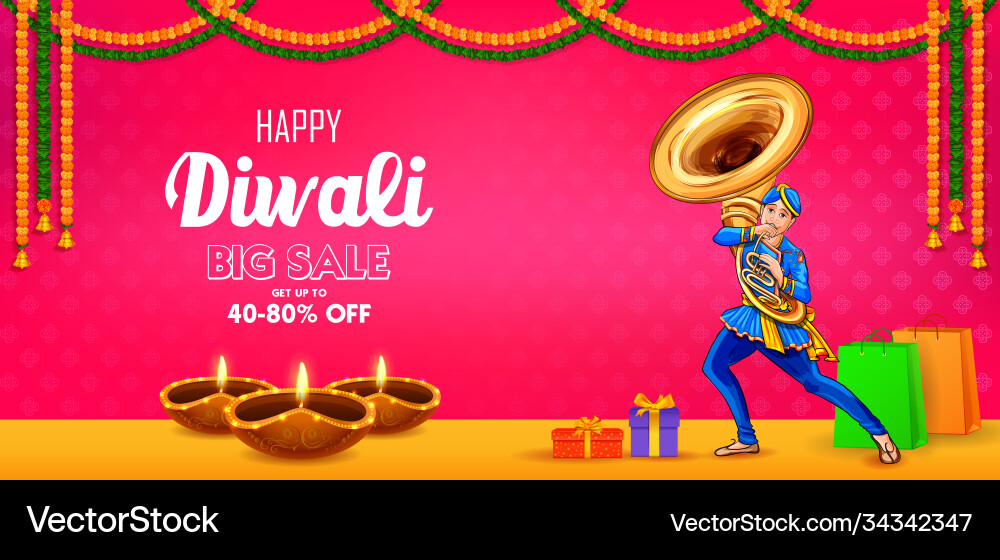 Sale and promotion advertisement for happy diwali Vector Image