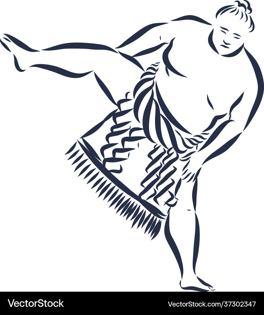 Sumo Wrestler Black and White Drawing Royalty Free Vector