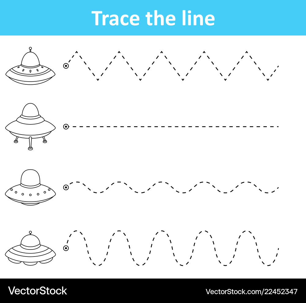 Trace line worksheet for preschool kids with space