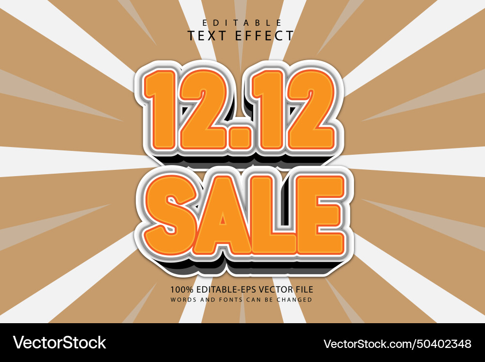 1212 sale editable text effect 3 dimension emboss Vector Image