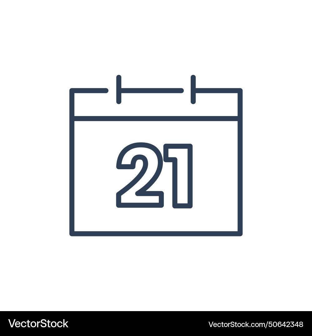 21 calendar icon date for appointment Royalty Free Vector
