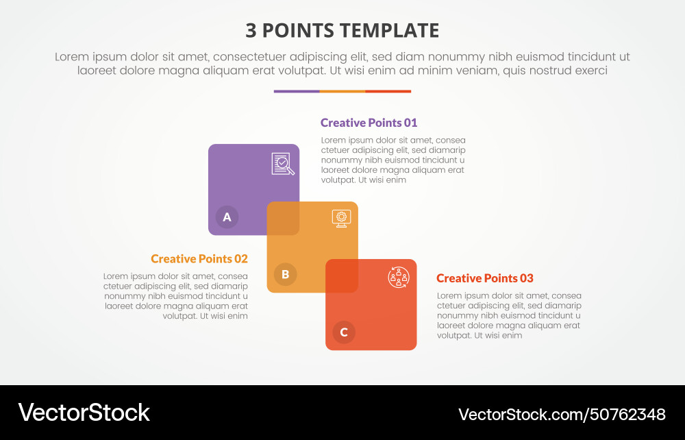 3 points stage template infographic concept Vector Image