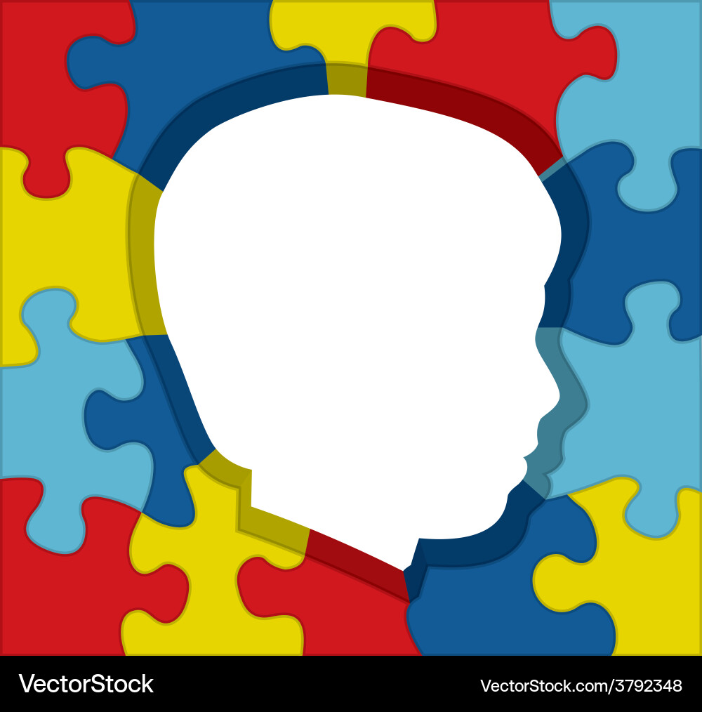 Autism child profile puzzle Royalty Free Vector Image