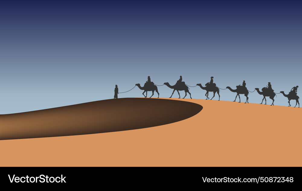 Camel caravan in the desert Royalty Free Vector Image
