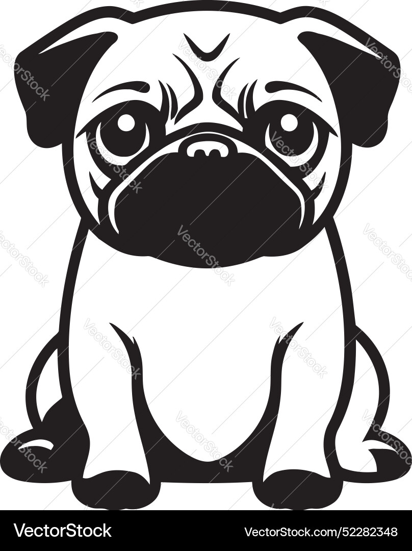 Charming pug silhouette iconic adorable logo Vector Image