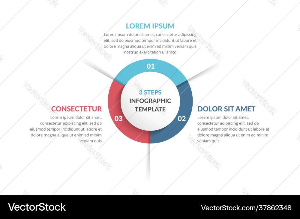 Circle diagram with three elements Royalty Free Vector Image