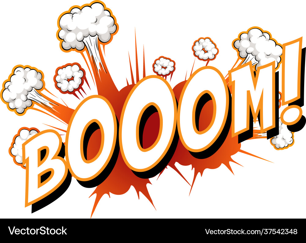 Comic speech bubble with boom text Royalty Free Vector Image