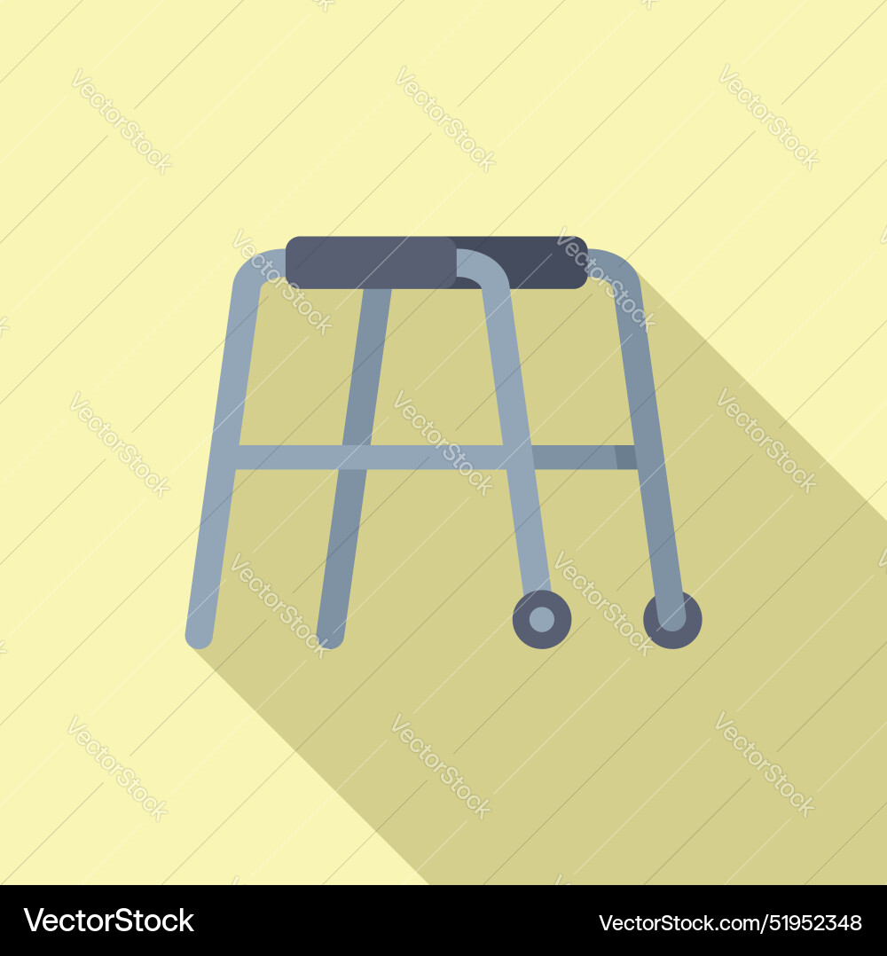 Empty metal walker standing on wheels for disabled