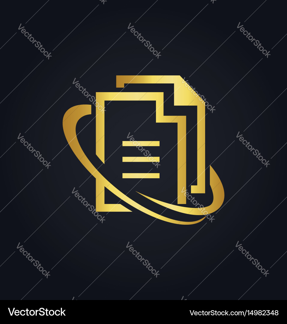 File data office gold logo Royalty Free Vector Image
