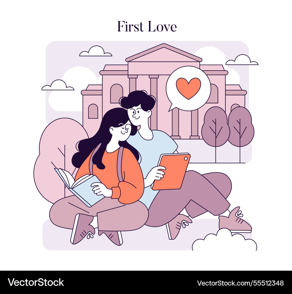 First love flat Royalty Free Vector Image - VectorStock