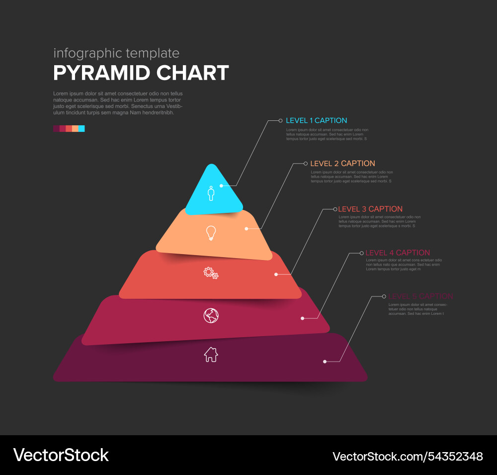 Maslow dark infographic pyramid chart diagram Vector Image