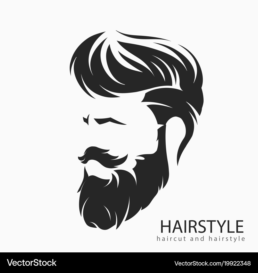 Mens hairstyle with a beard and mustache Vector Image