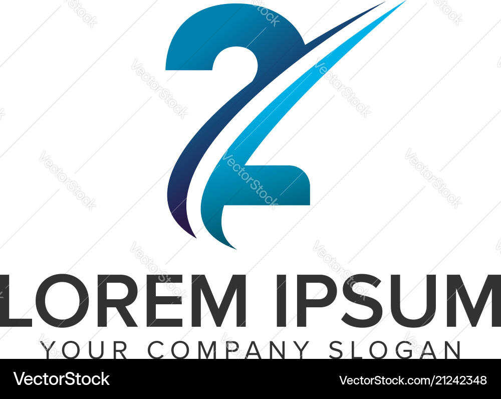 Modern Number 2 Logo - Blue & Gray Royalty Free Vector