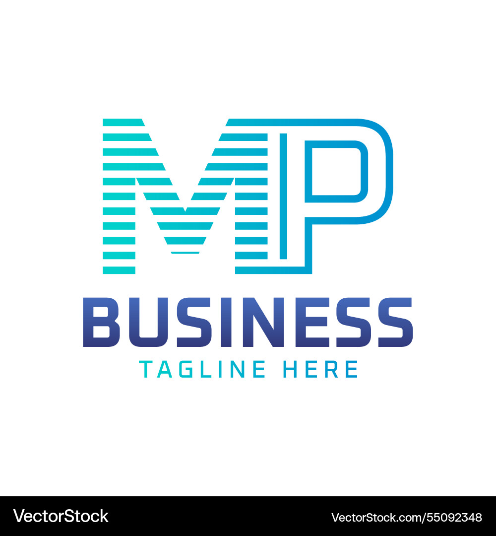 Mp logo design sleek modern letter Royalty Free Vector Image
